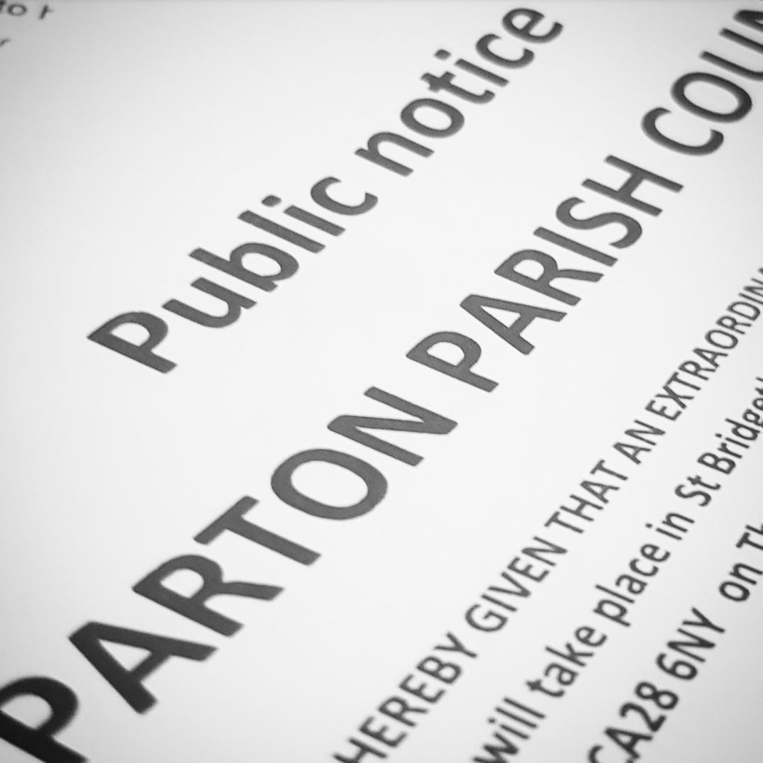 PUBLIC NOTICE – PARTON PARISH COUNCIL